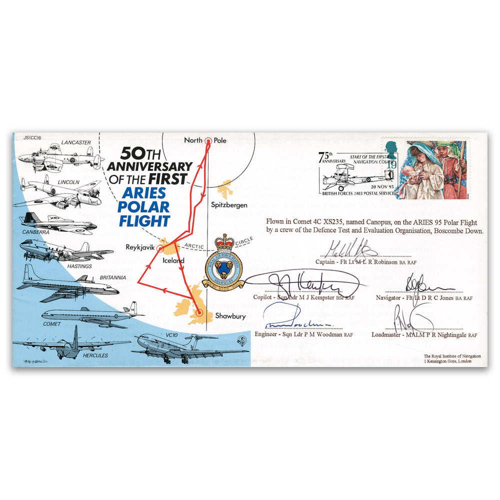 1995 50th Anniversary First Aries Polar Flight - Signed Capt. Robinson