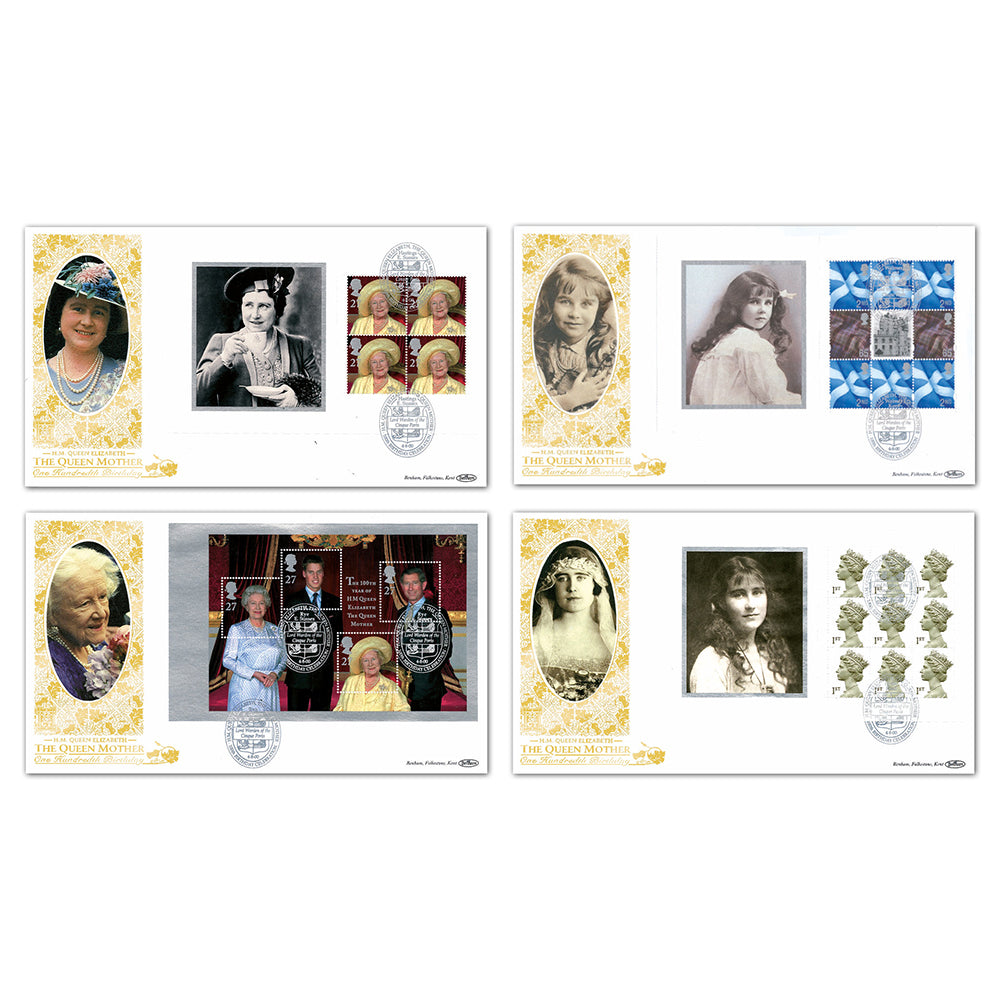 2000 Queen Mother's 100th Birthday PSB GOLD 500 - 4 x Queen Mother Pan