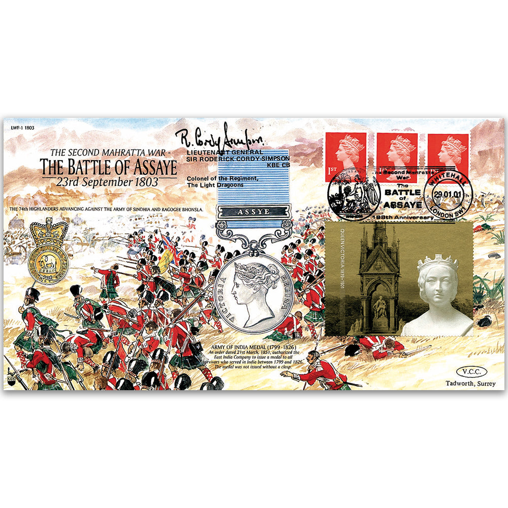 2001 Battle of Assaye 1803 - Signed by Lt. Gen. Sir R. Cordy-Simpson K