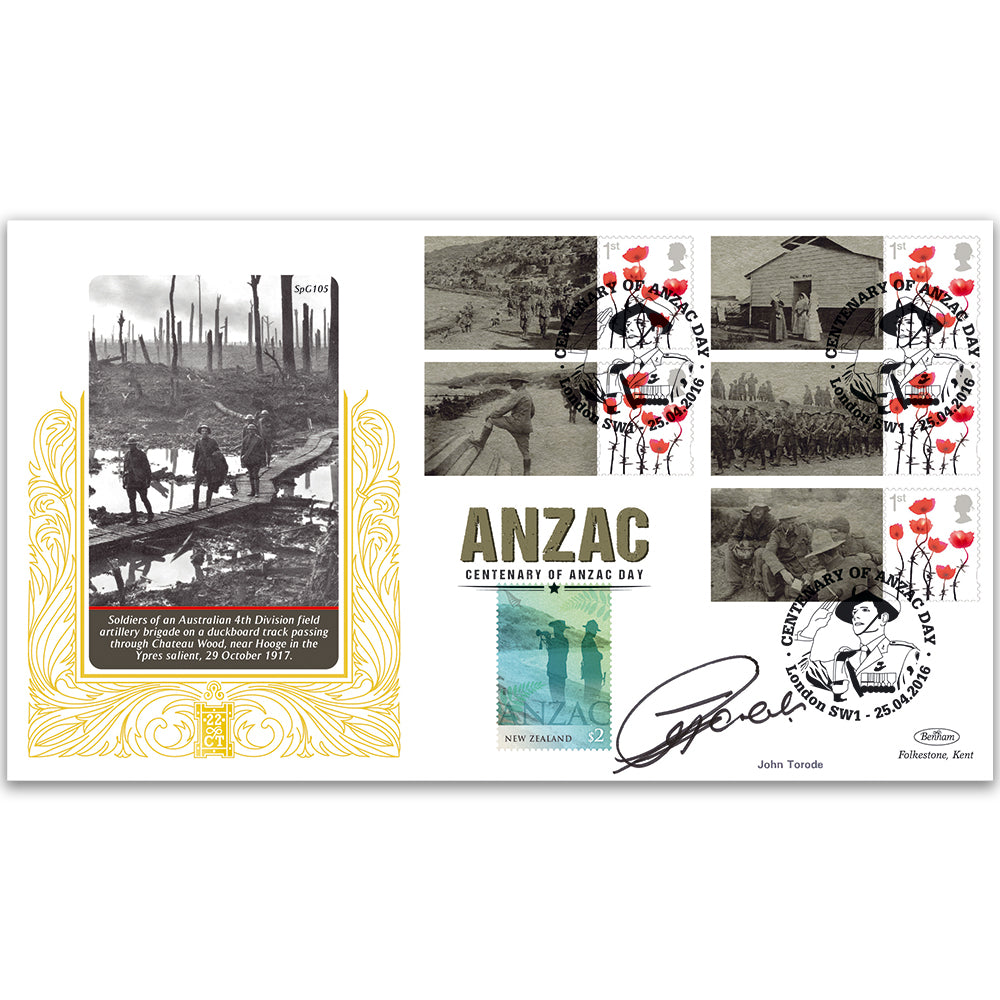 2016 Anzac Commemorative Sheet Special Gold - Cover 2 - Signed by John