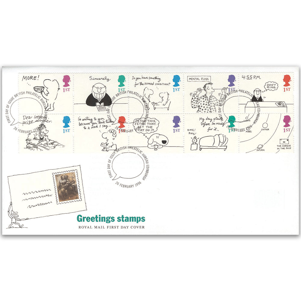1996 Greetings: Cartoons - Royal Mail Cover - Bureau, Edinburgh